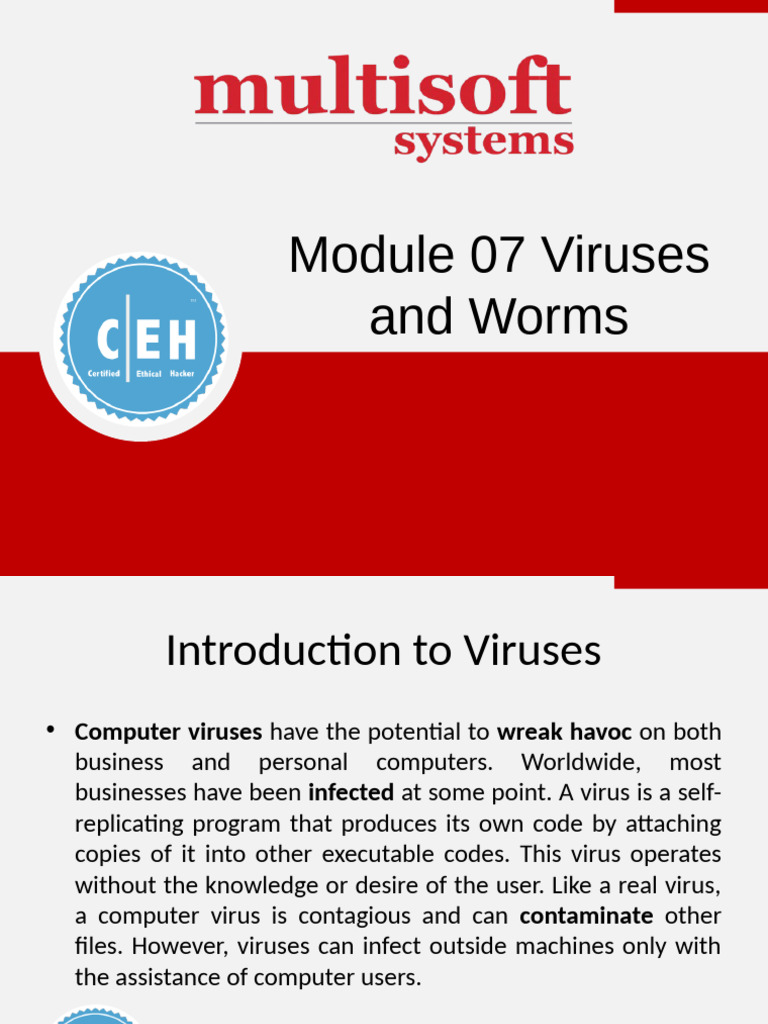 Module 07 Viruses and Worms | PDF | Computer Virus | Antivirus Software