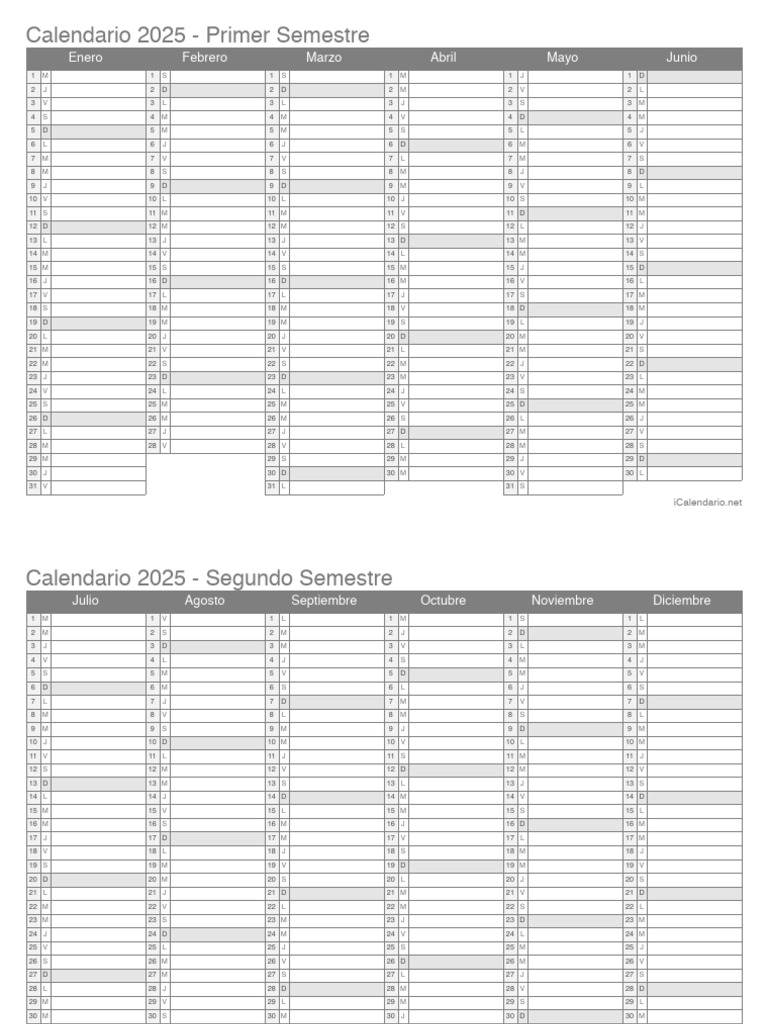 Calendario 2025 Semestral Blanco - 5092 | PDF | Pandemia