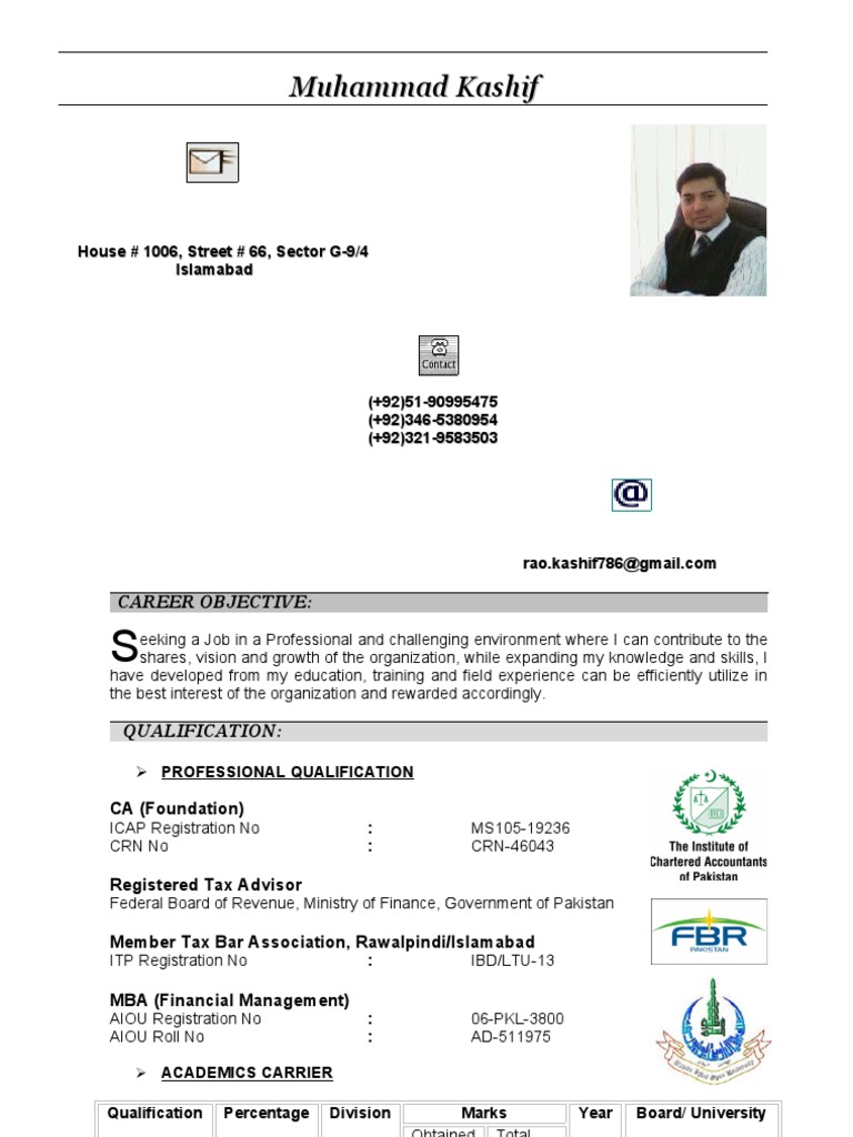 Kashif CV | PDF | Taxes | Business