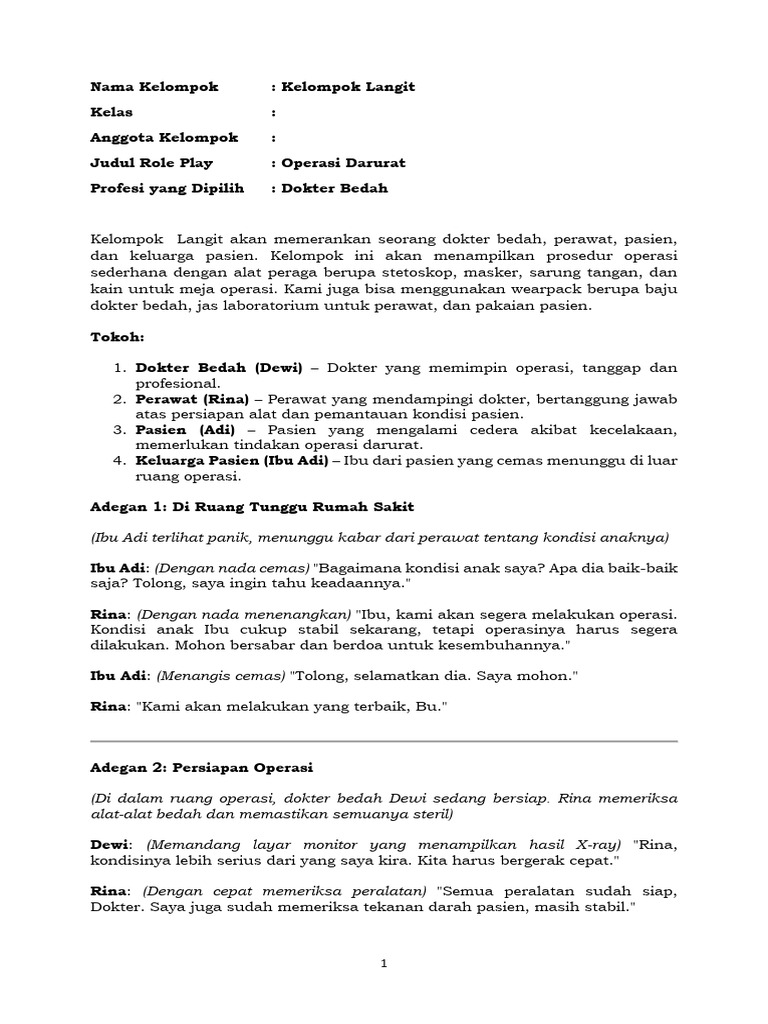 Contoh Narasi Role Play Aktualisasi Diri (Profesi) | PDF