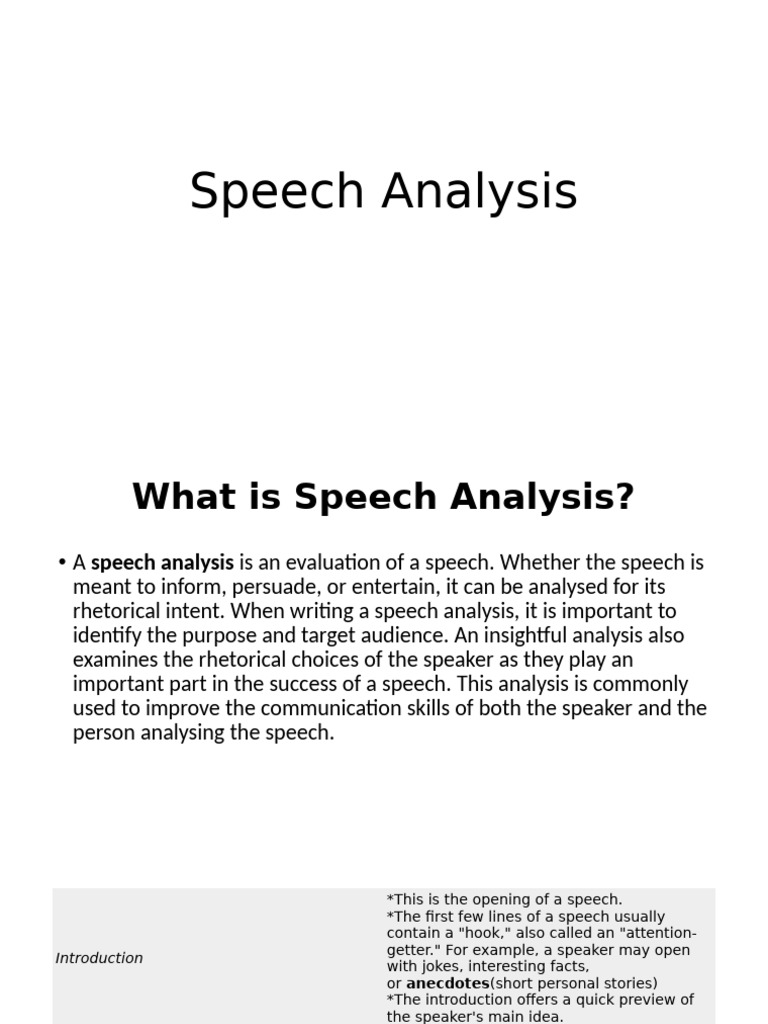 Lecture On Speech Analysis | PDF | Public Speaking | Rhetoric