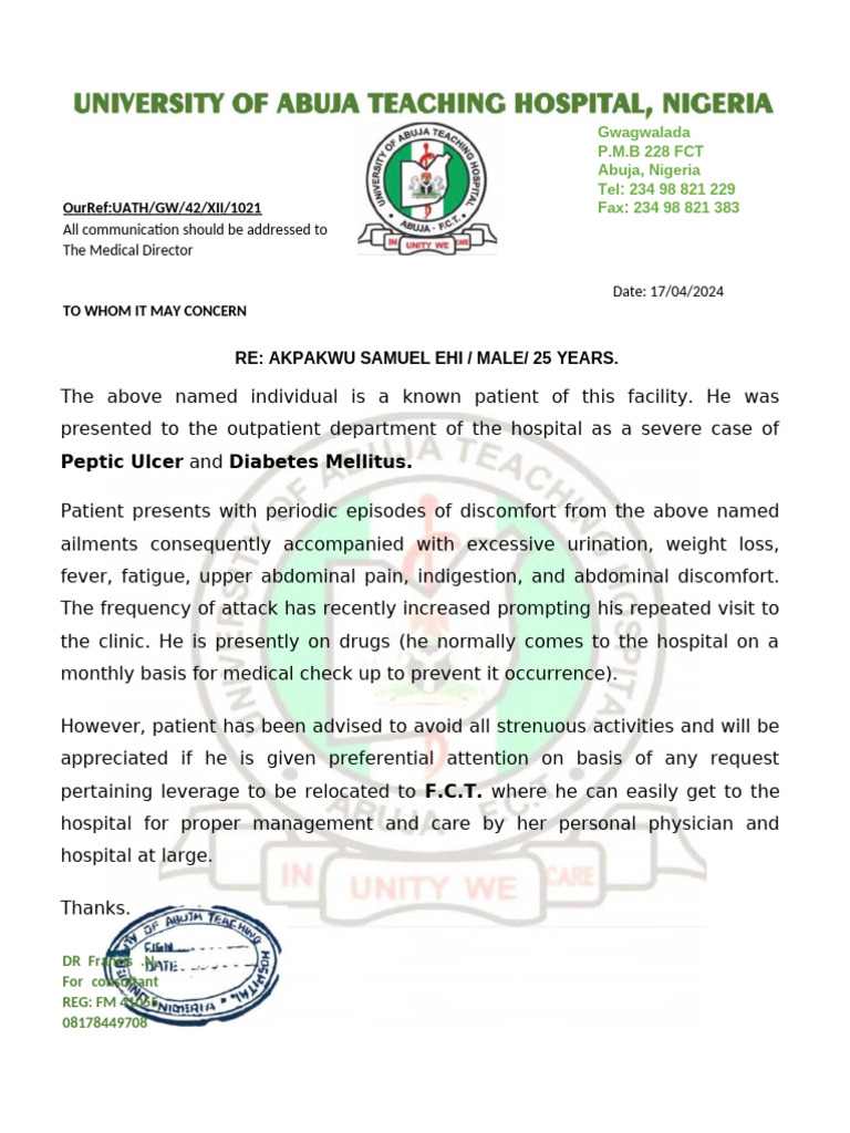 Medical Report - Akpakwu Samuel | PDF