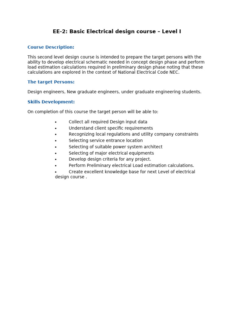 EE-2 Basic Electrical design course – Level I | PDF | Electrical Substation | Electric Power ...