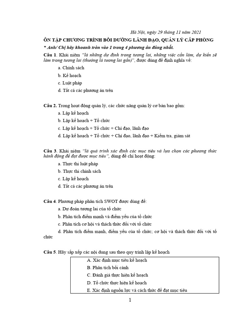 On Tap Cap Phong Trac Nghiem - Hdan Gui E Khanh 29.11.2021 | PDF