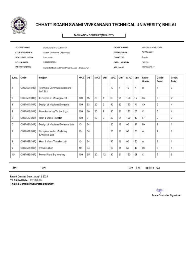 Semester Result 1 | PDF | Computing | Engineering Semester Result 1 | PDF | Computing | Engineering