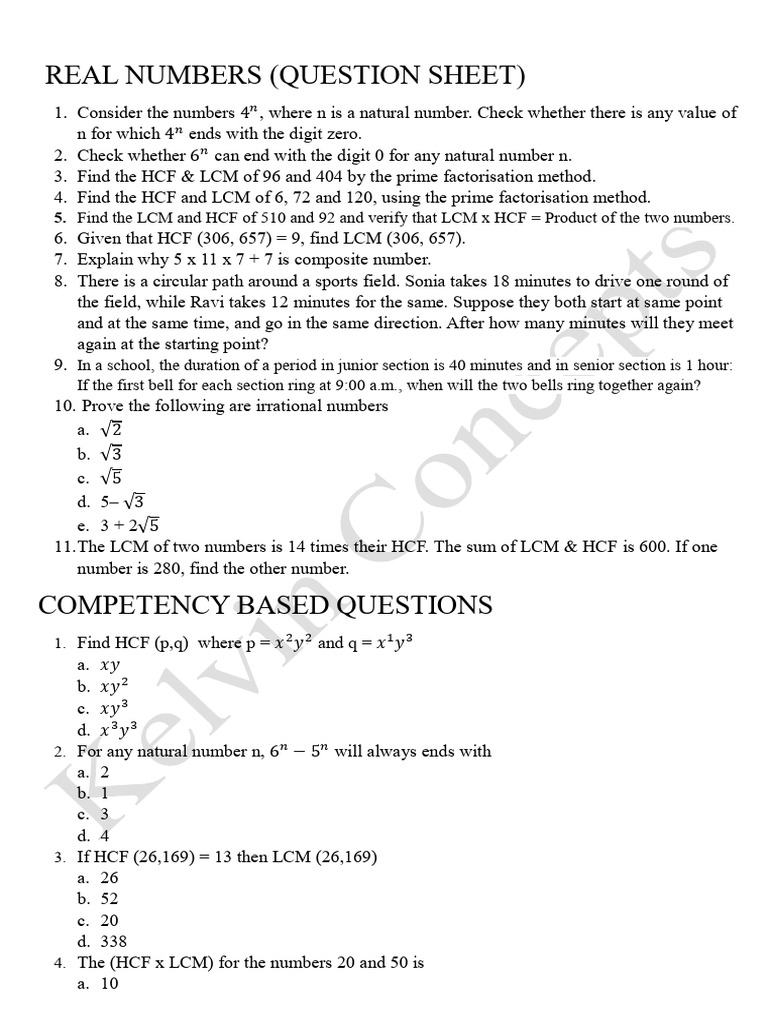1. Real Numbers | PDF | Numbers | Arithmetic