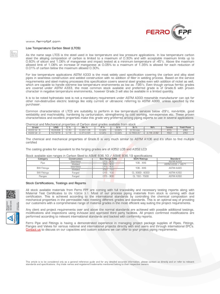 07. Low Temperature Carbon Steel LTCS Guide Ferro Pipe Fittings Flanges ...