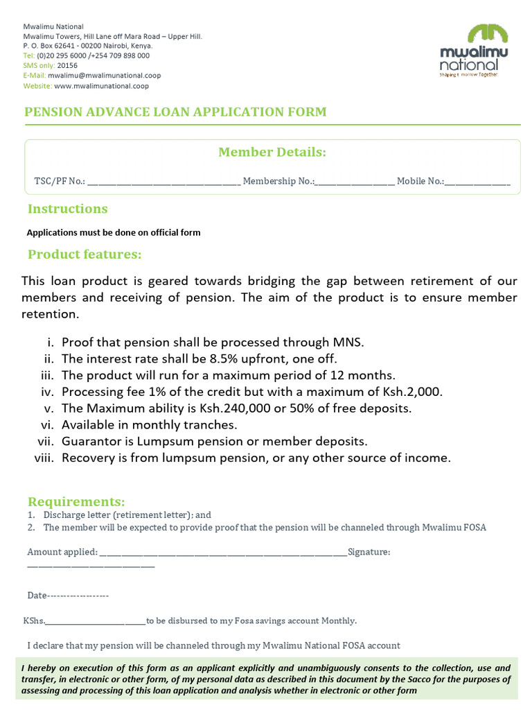 Pension Advance - Product - Form Final | PDF | Money | Financial Services