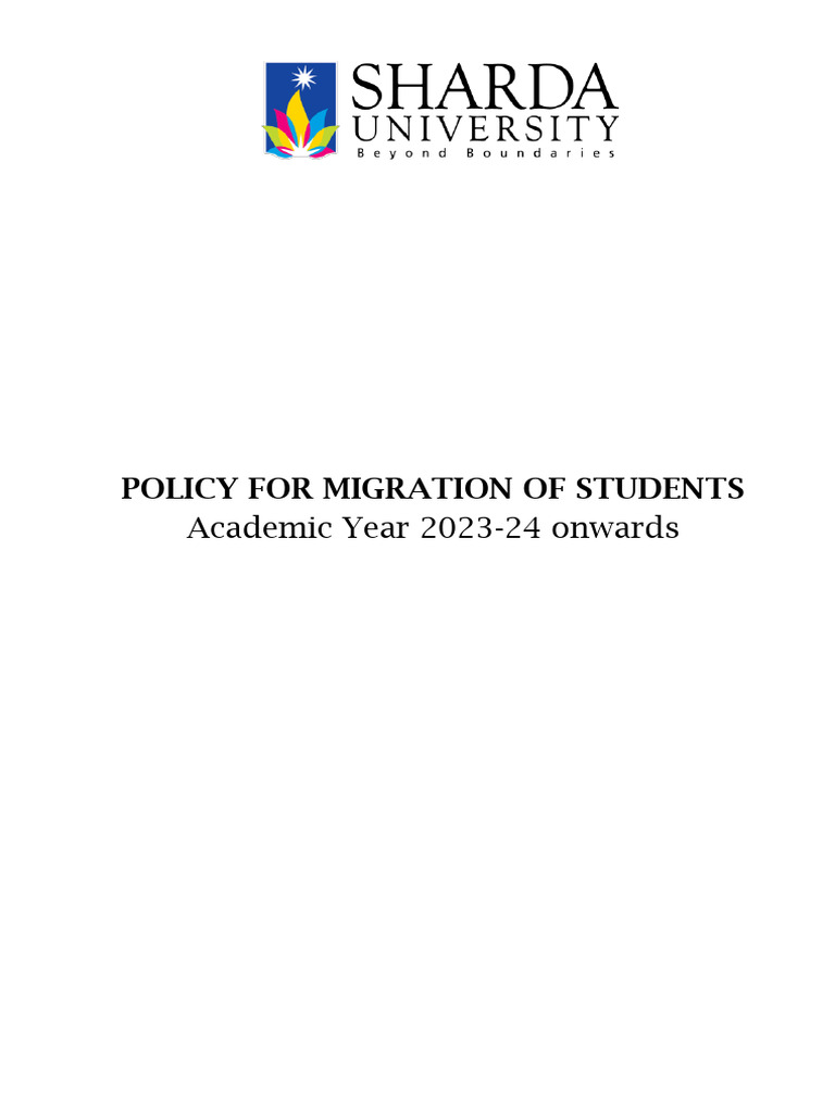 Sharda University Student Migration Policy | PDF | Doctor Of Philosophy ...