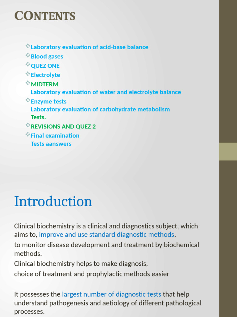 Introduction Clinical Biochemistry | PDF | Buffer Solution | Medical Specialties