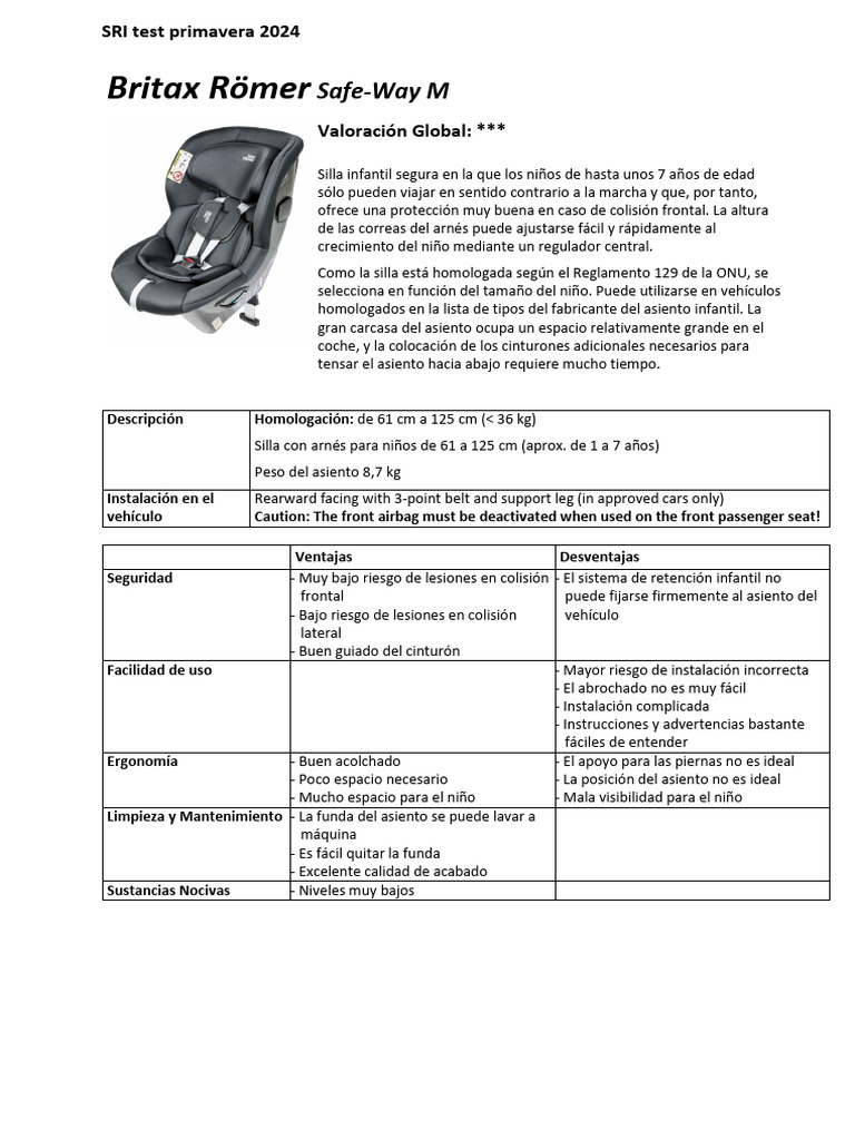 Britax Romer Safe Way M | PDF | Vehículo de motor | Vehículos