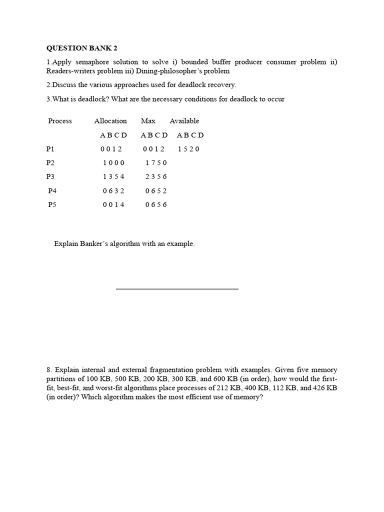 RSR_QUESTION BANK 2_2024 | PDF | Operating System Technology | Computing