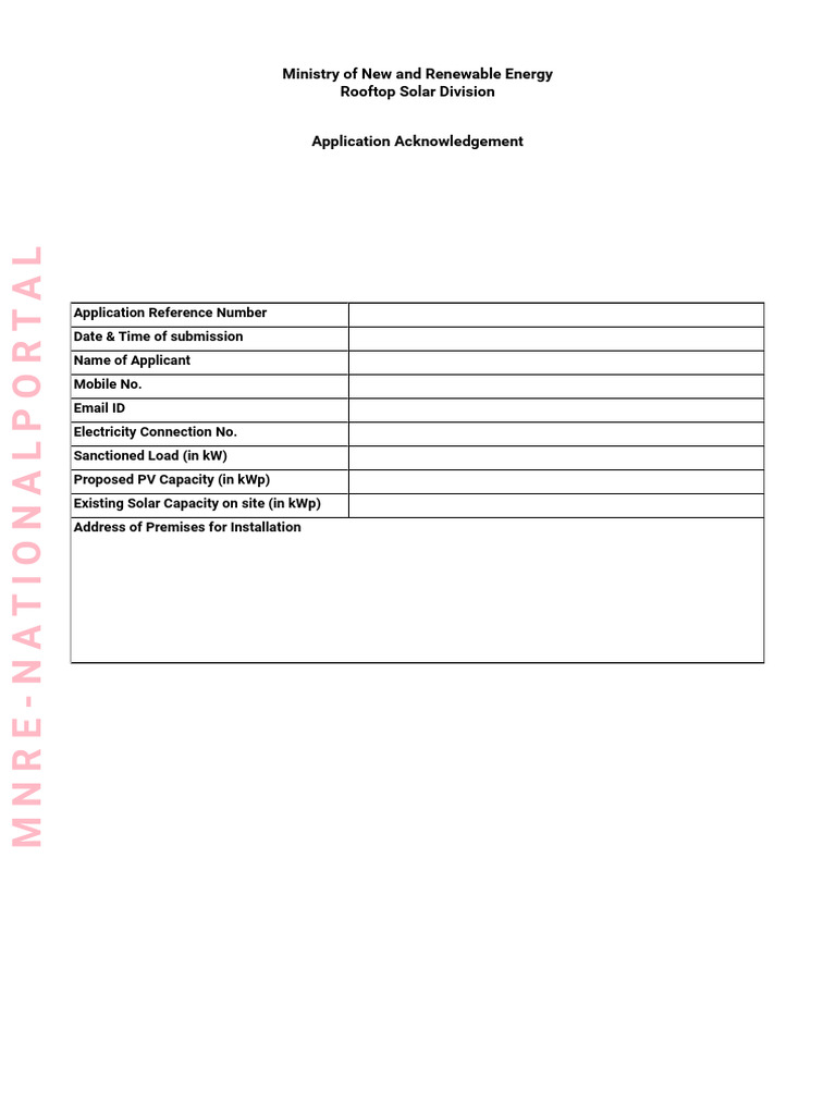 Application Acknowledgment KLM | PDF | Solar Energy | Solar Power