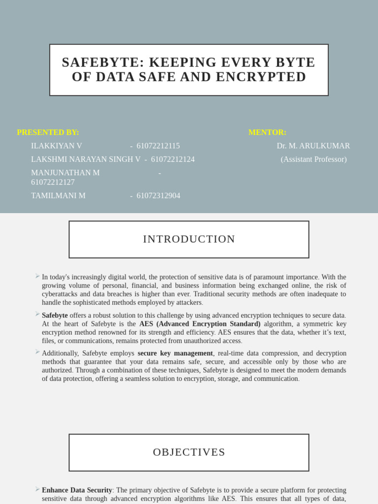 Safebyte - Keeping Every Byte of Data Safe and Encry | PDF | Encryption | Key (Cryptography)