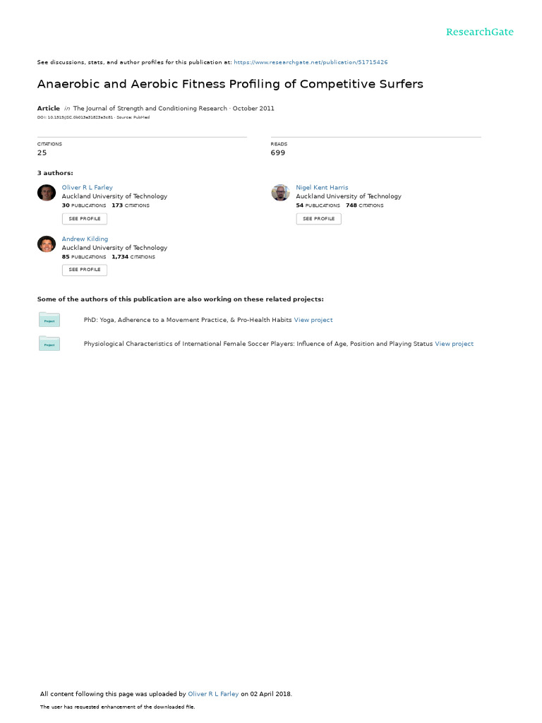 Anaerobic and Aerobic Fitness Profiling Of.30 | PDF | Aerobic Exercise ...