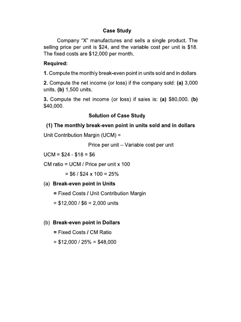 Cost Accounting Examples BEP | PDF