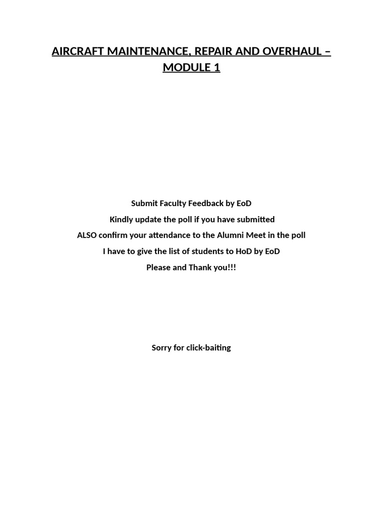 Aircraft Maintenance, Repair and Overhaul and Control Engineering Assignment | PDF