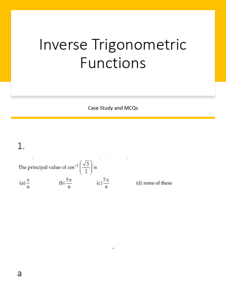 Inverse Trigonometry MCQs | PDF