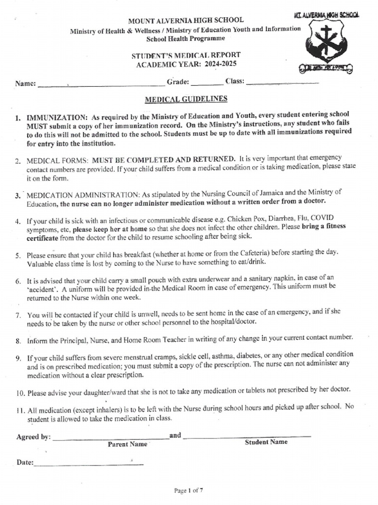 MAHS Medical Form 2024-2025 | PDF