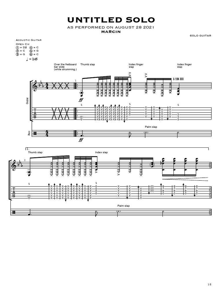Marcin's Untitled Solo Guitar Tab | PDF | Guitars | Chordophones