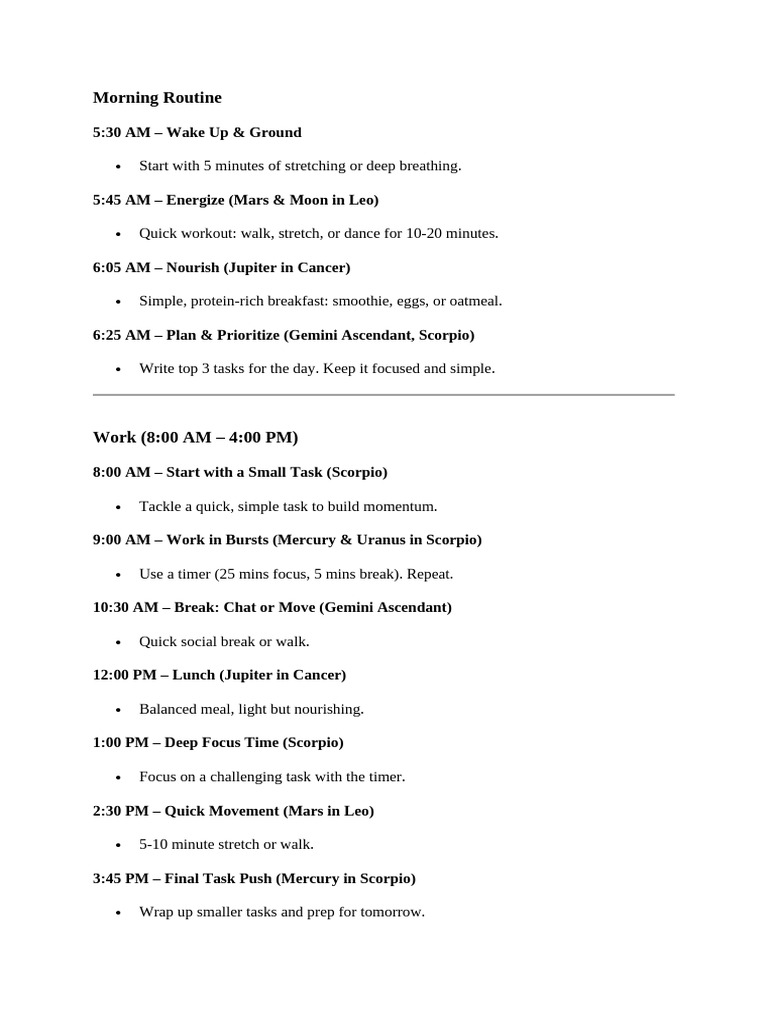 Morning Routine | PDF