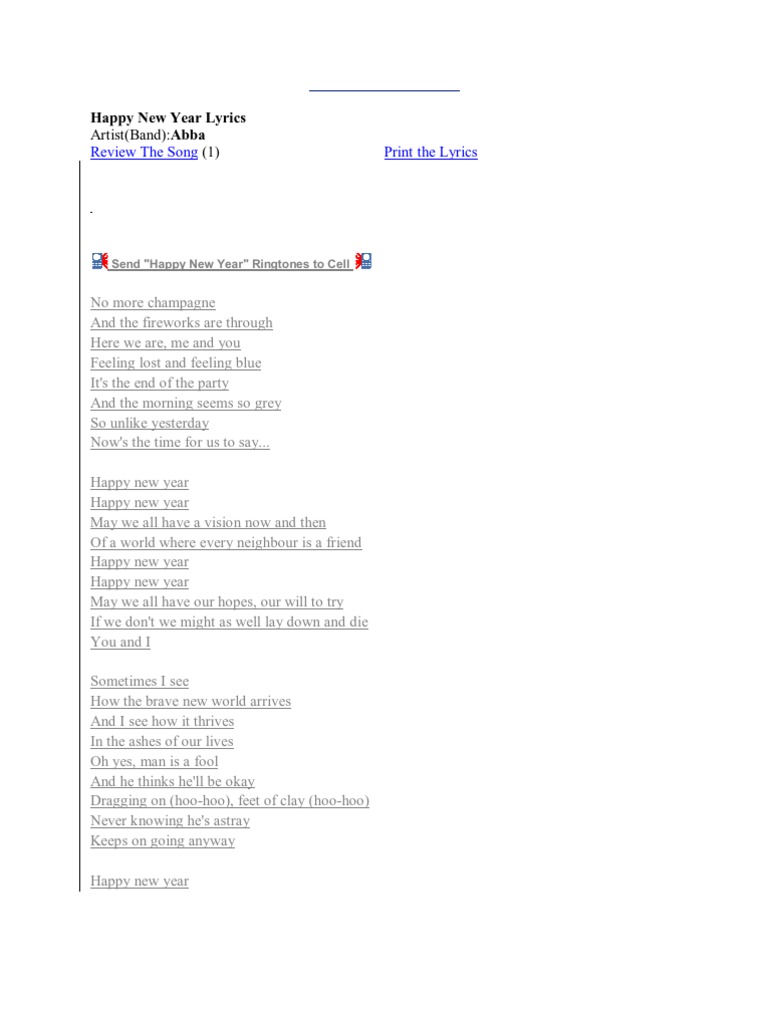 ABBA's Happy New Year Lyrics | PDF