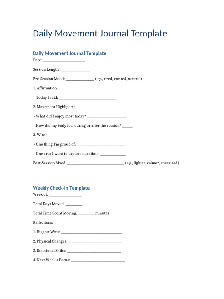 Movement Journal Template | PDF