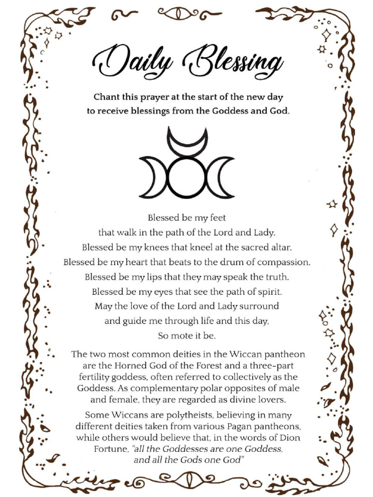 Daily Blessing Wiccan Prayer | PDF