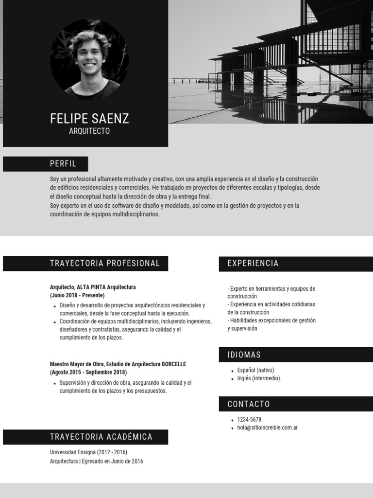Curriculum Vitae de Felipe Saenz, Arquitecto | PDF