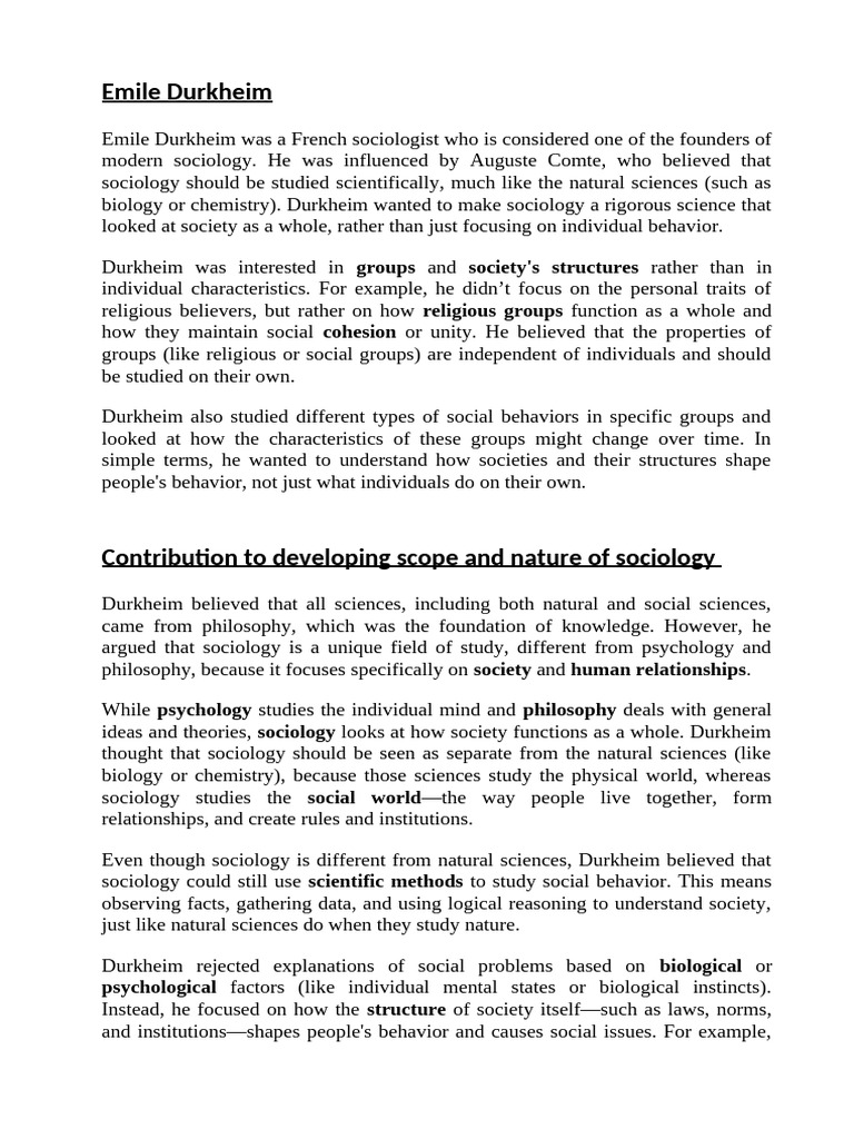Emile Durkheim | PDF | Émile Durkheim | Sociology
