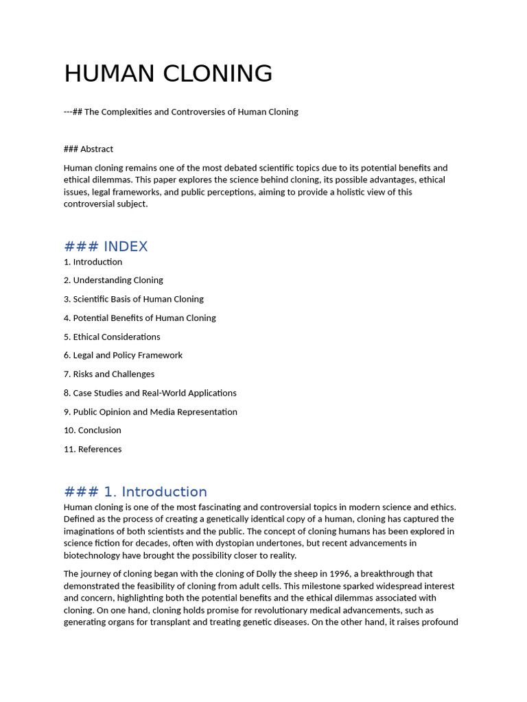 Human Cloning: Ethics and Science Explained | PDF | Cloning ...