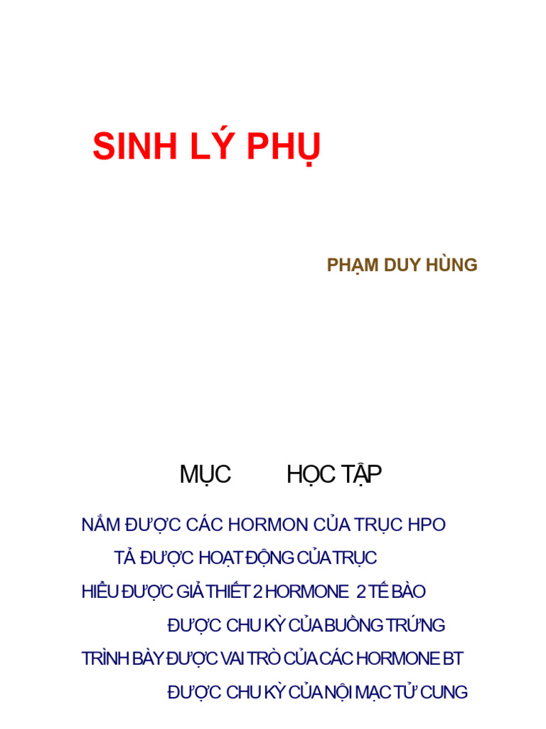 Sinh Lý PH Khoa | PDF