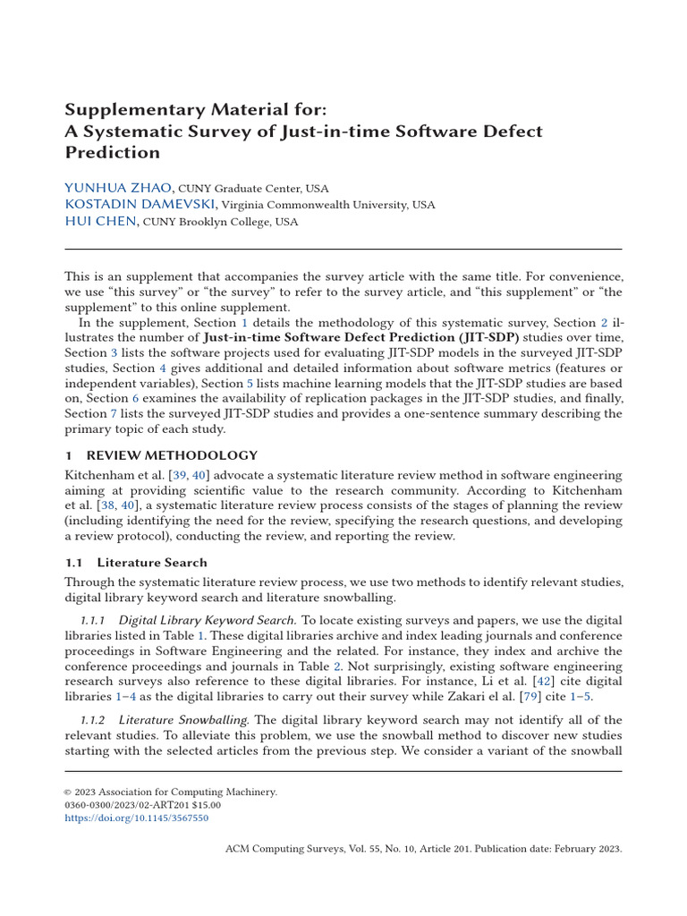 A Systematic Survey of Just-In-time Software Defect Prediction | PDF | Machine Learning ...