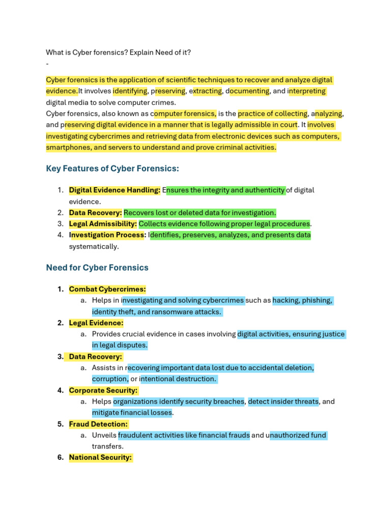 cf unit 1 | PDF | Computer Forensics | Digital Forensics