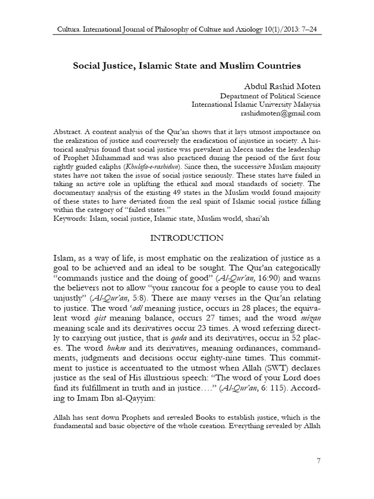 Social Justice, Islamic State and Muslim Countries | PDF | Caliphate ...