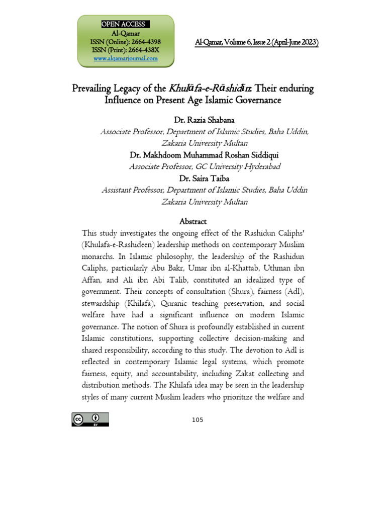 Islamic Governance: Rashidun Legacy | PDF | Caliphate | Shura