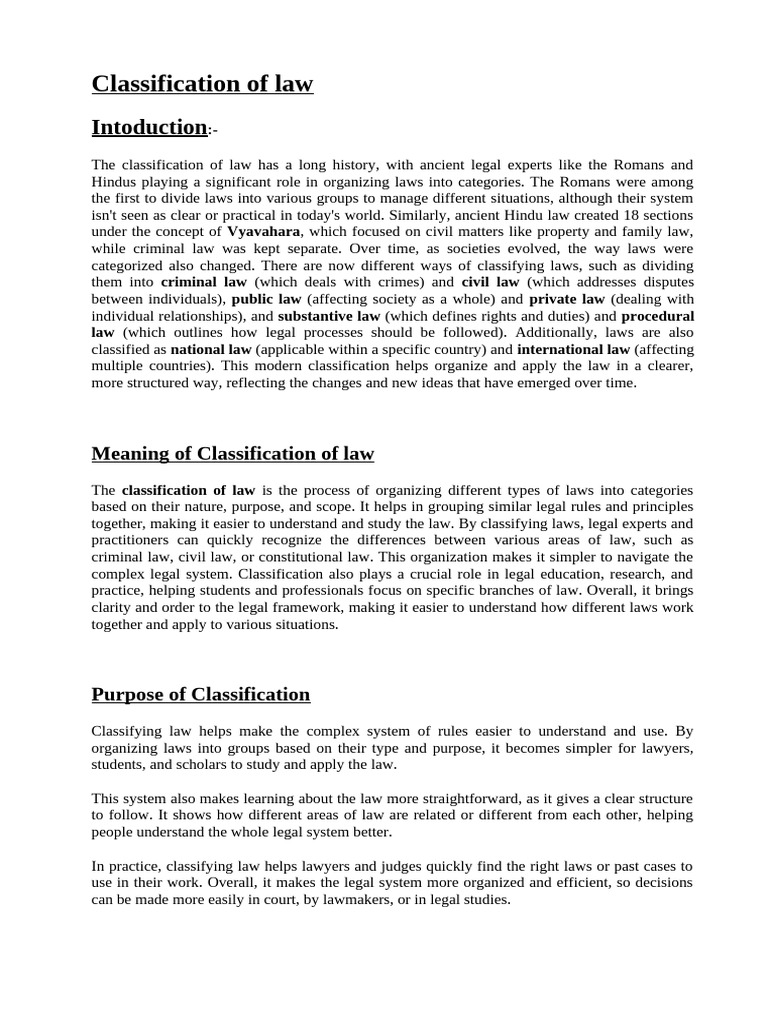 Classification of Law | PDF | Crimes | Crime & Violence