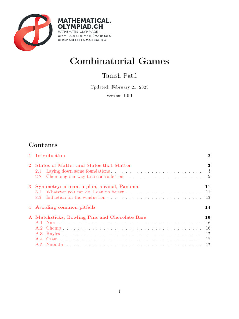 Games in Olympiad Combinatorics | PDF | Combinatorics | Chess