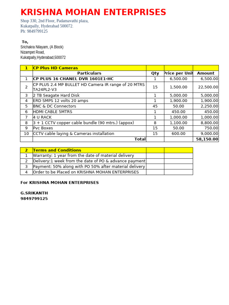 CCTV QUOTATION REGULAR 2.4MP | PDF