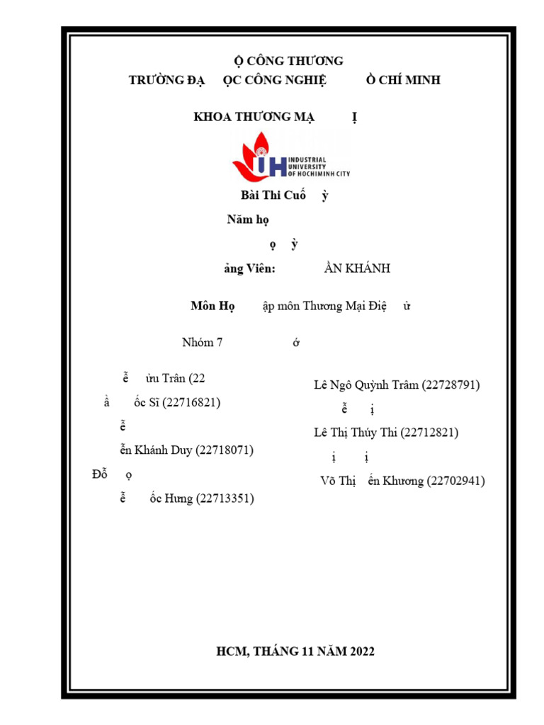 Trịnh Thị Mai Chi - 22702131 - Nhóm7 - ThiCuoiKy - DHTMDTK18D | PDF