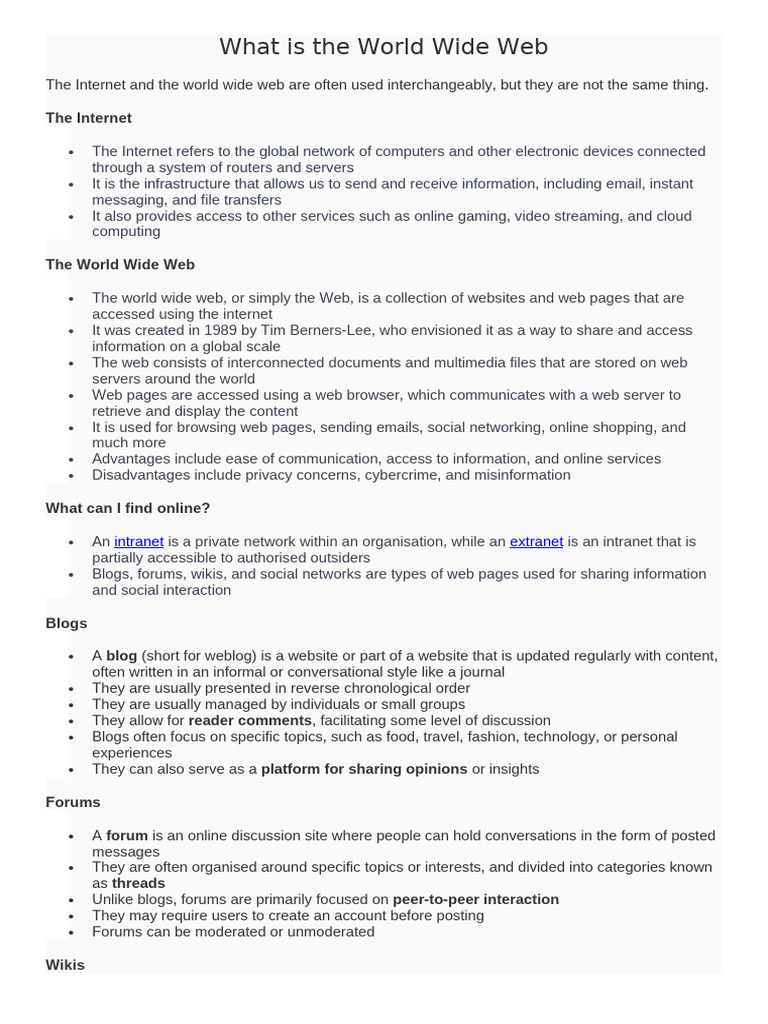 What Is The World Wide Web | PDF | World Wide Web | Internet & Web