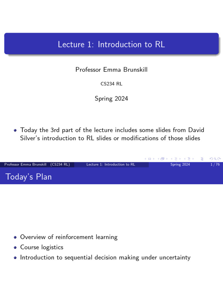 Intro to Reinforcement Learning | PDF | Applied Mathematics | Learning