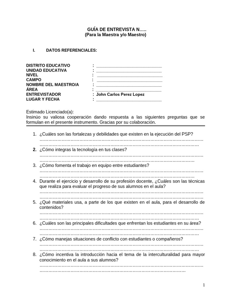 Guia de Entrevista para La PEC | PDF