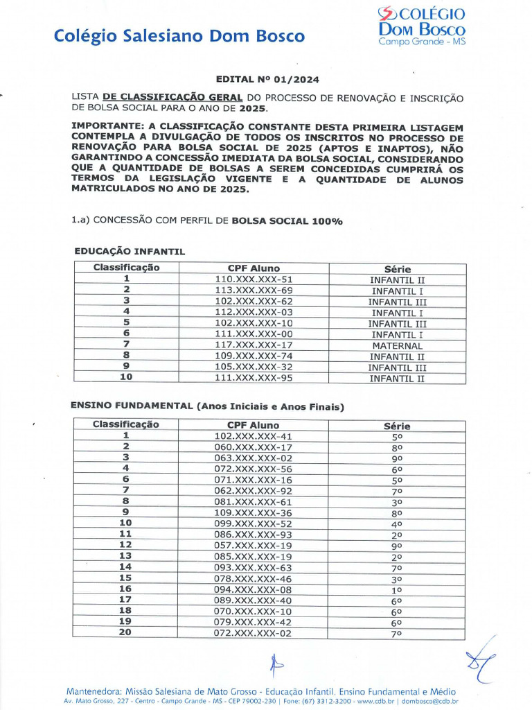Lista Classificacao Geral | PDF