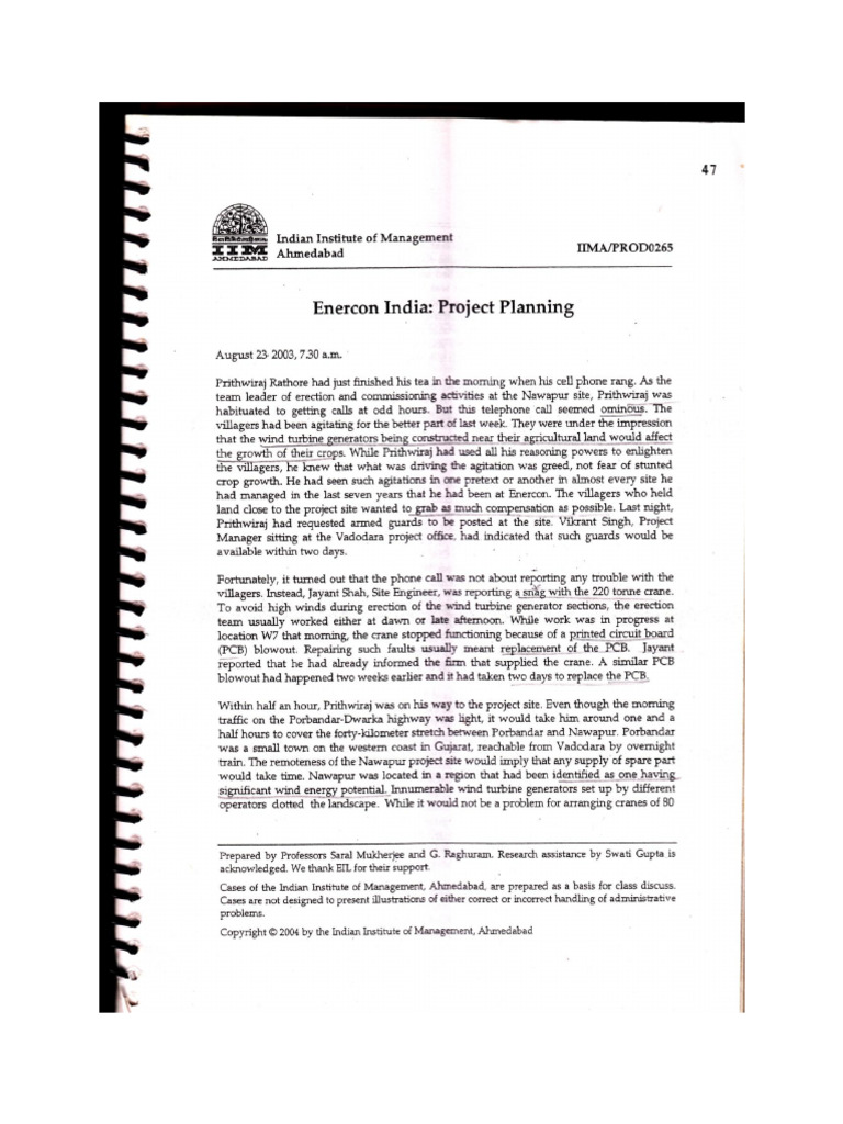 Enercon India Project Planning | PDF