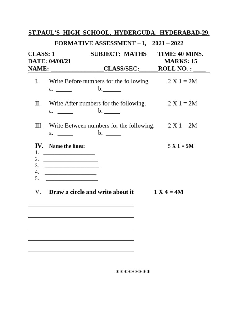 Maths FA-1 Format | PDF