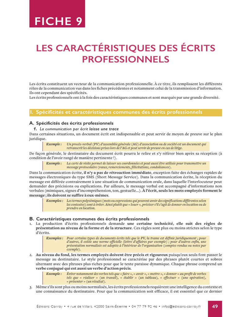 Ecrit Prof - Fiche | PDF