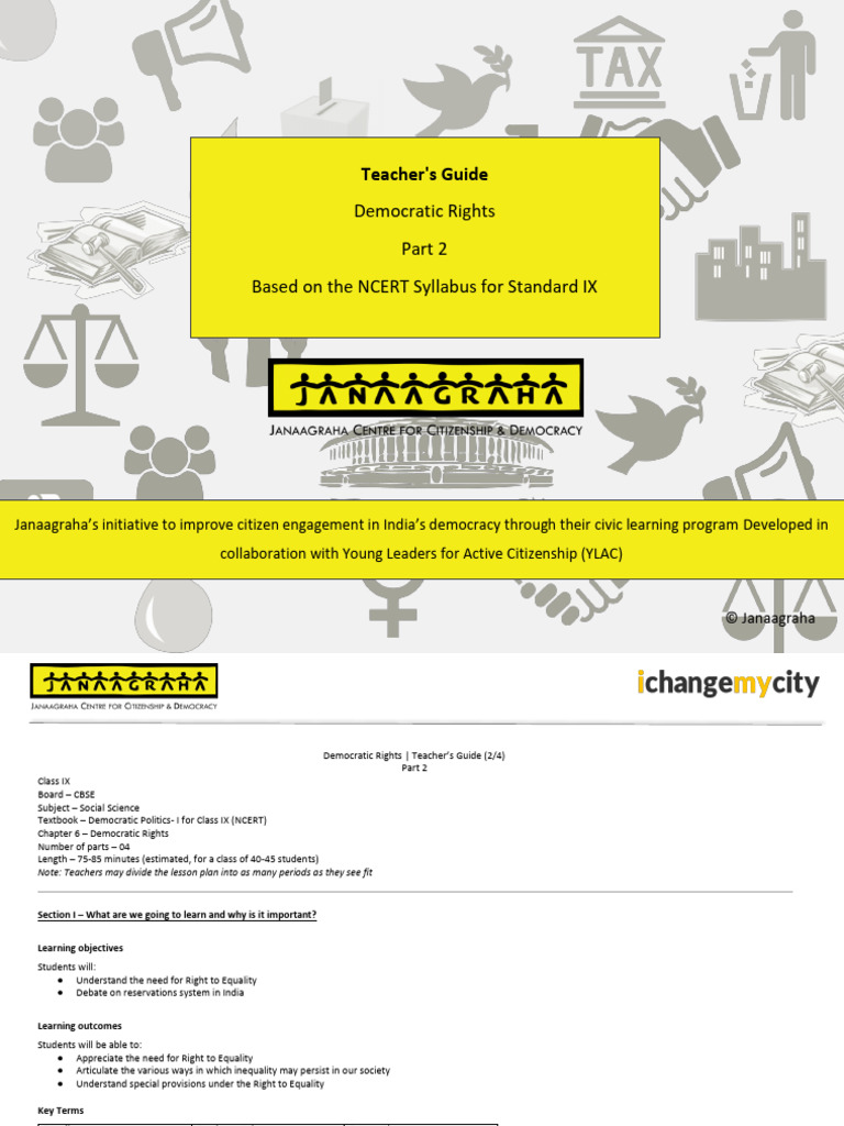 NCERT Grade 9 Democratic Rights LP2 15july19 | PDF | Citizenship ...