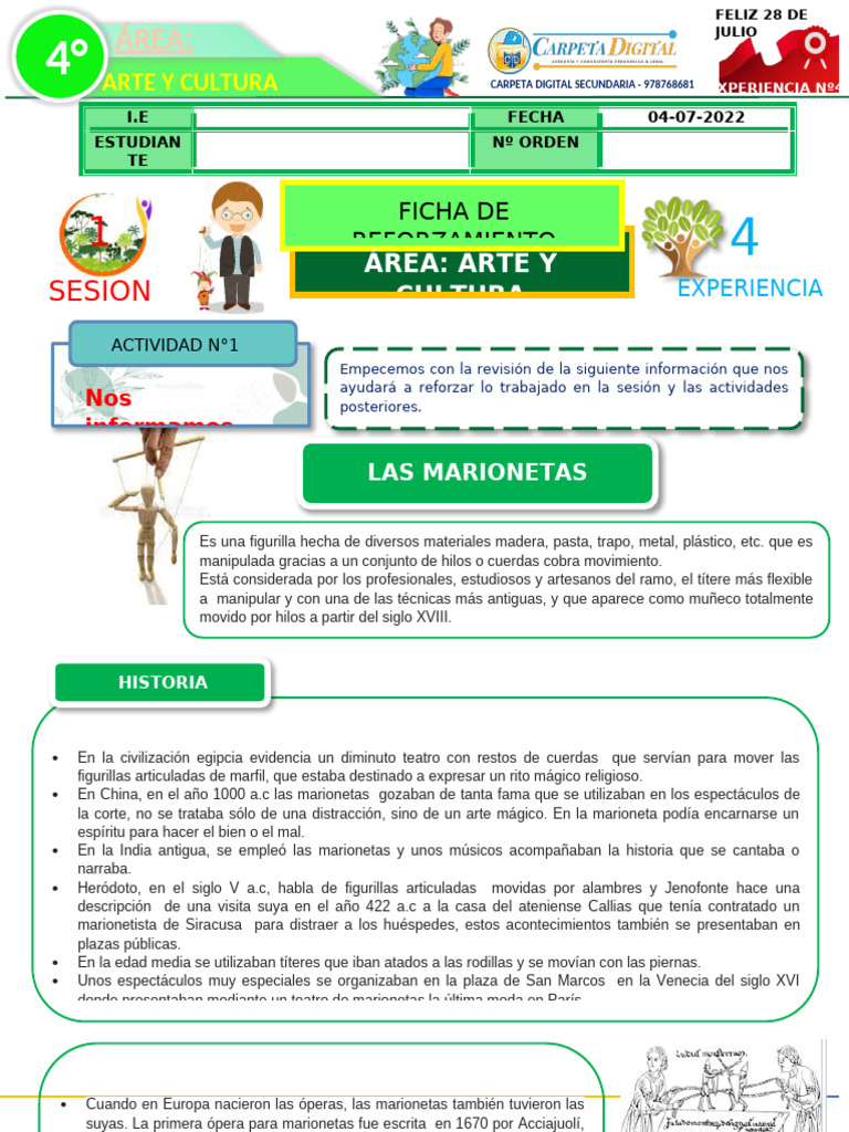 4º FICHA DE REFORZAMIENTO SESION 1_SEMANA 1_EXP 04_ARTE Y CULTURA | PDF