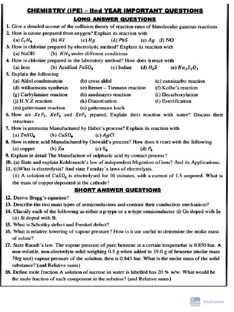 2nd Year Imp Questions | PDF